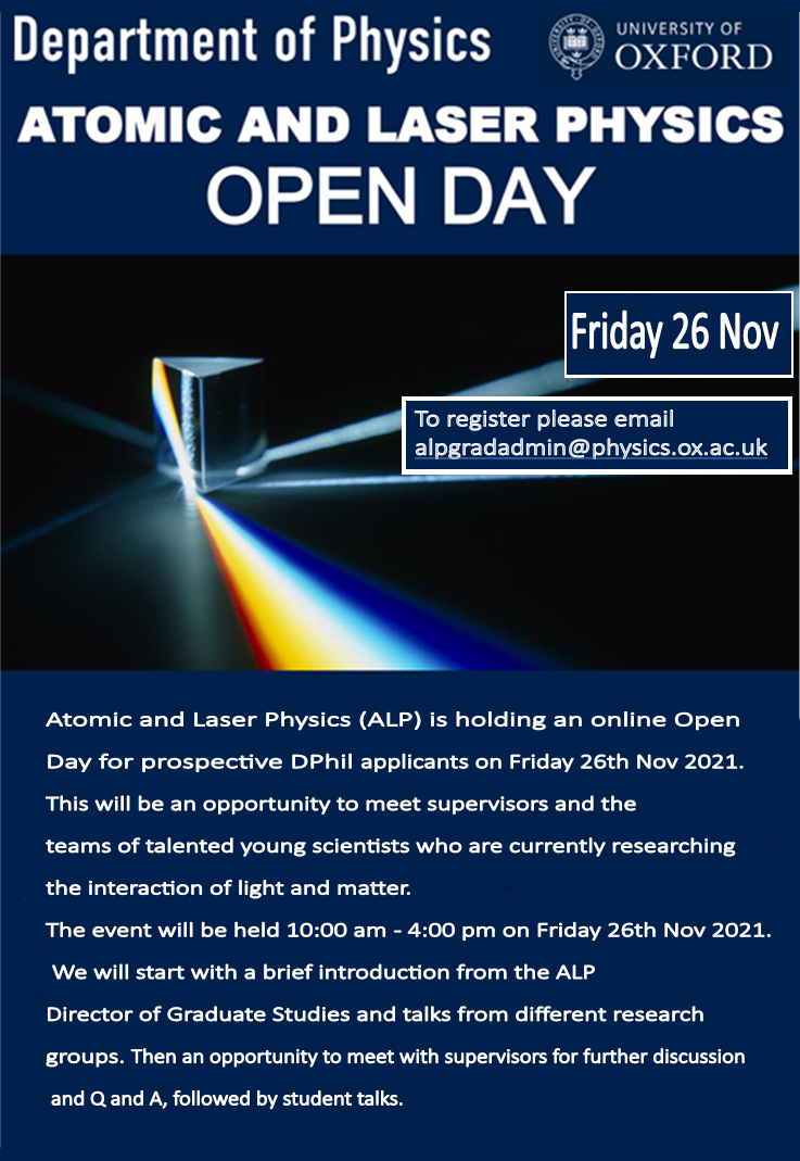 DPhil in Atomic and Laser Physics | University of Oxford Department of ...